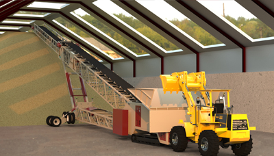 Stacking dry bulk in warehouse